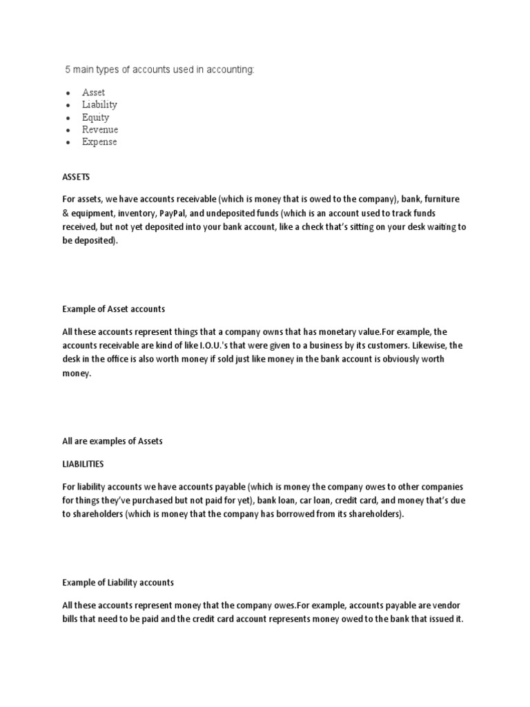 5 Major Accounts | PDF | Equity (Finance) | Debits And Credits