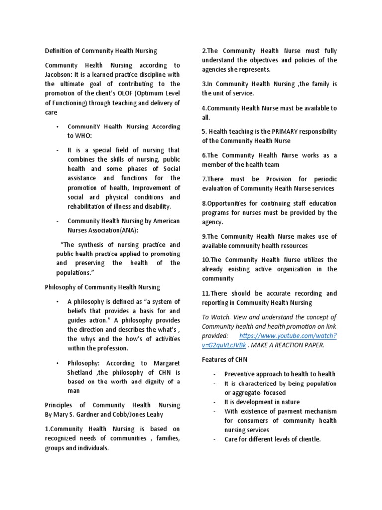 Definition of Community Health Nursing | PDF | Behavior | Nursing