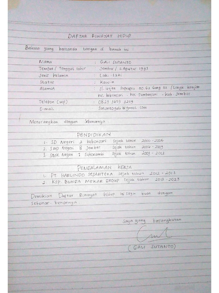 CV Gali Sutanto | PDF