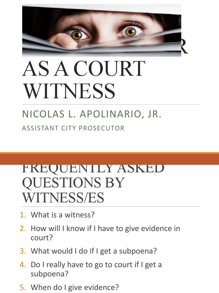 Witness Guidelines for Court Testimony | PDF | Witness | Testimony