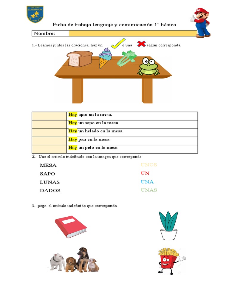 Ficha de Trabajo Lenguaje y Comunicación 1 | PDF