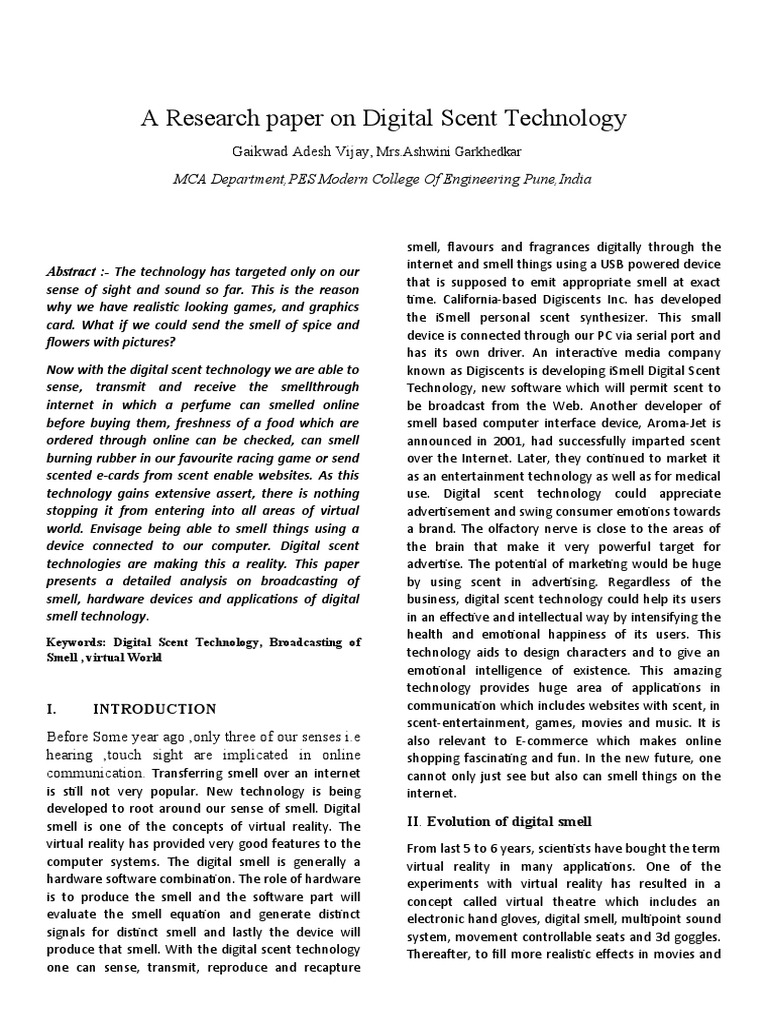 Final%20Research%20Paper.docx | PDF | Odor | Olfaction