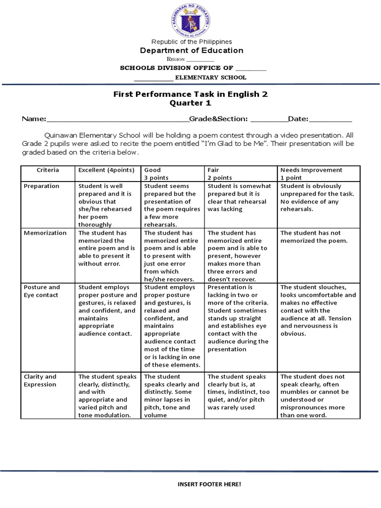 All Performance Task First Quarter | PDF | Philippines