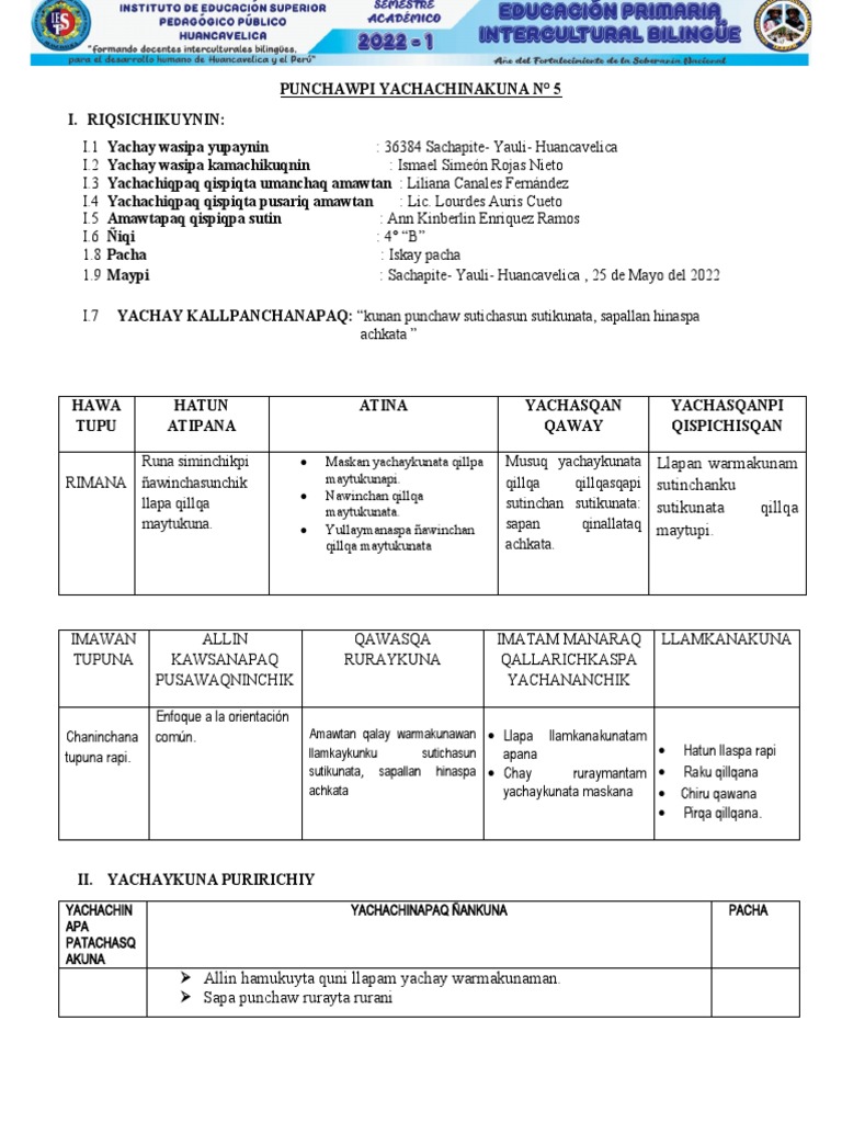 Sesion 5 Quechua Comunicacion | PDF