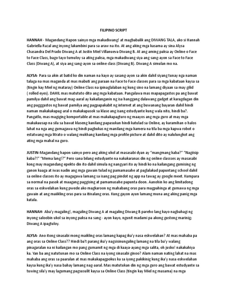 FILIPINO SCRIPT.rtf | PDF