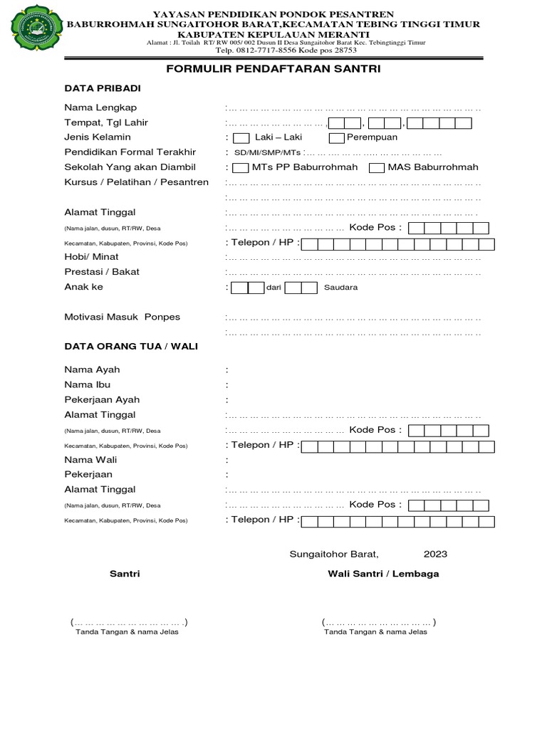 FORMULIR PENDAFTARAN.pdf | PDF