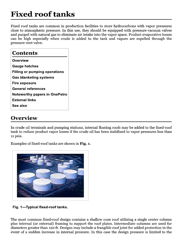 Fixed Roof Tanks | PDF