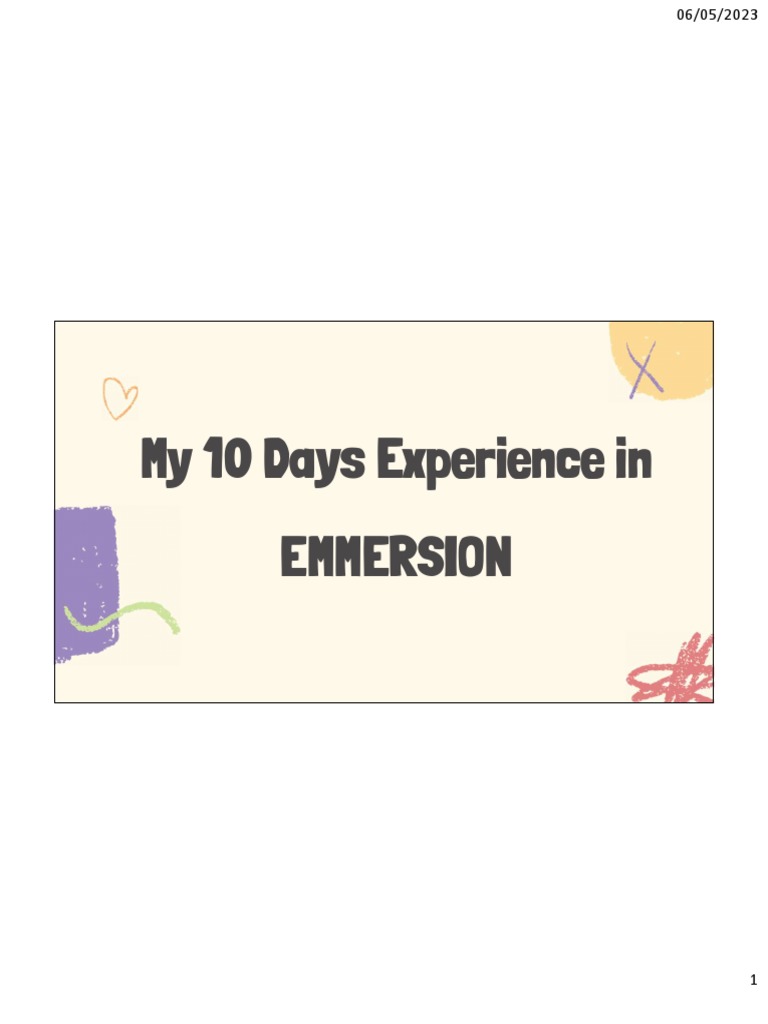My 10 Days Experience in Emmersion | PDF