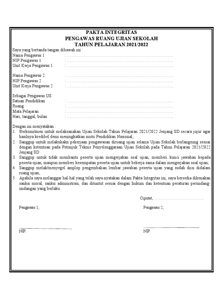 Pakta Integritas | PDF