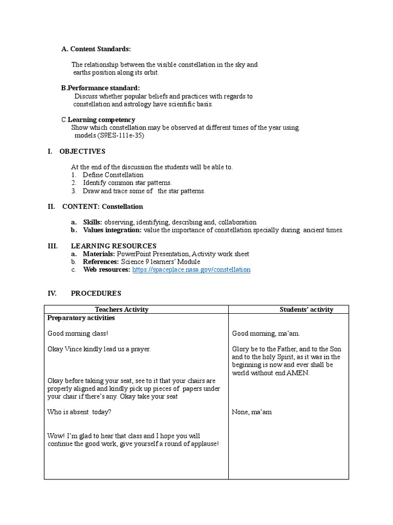 Understanding Constellations: A Lesson on Identifying Star Patterns and ...