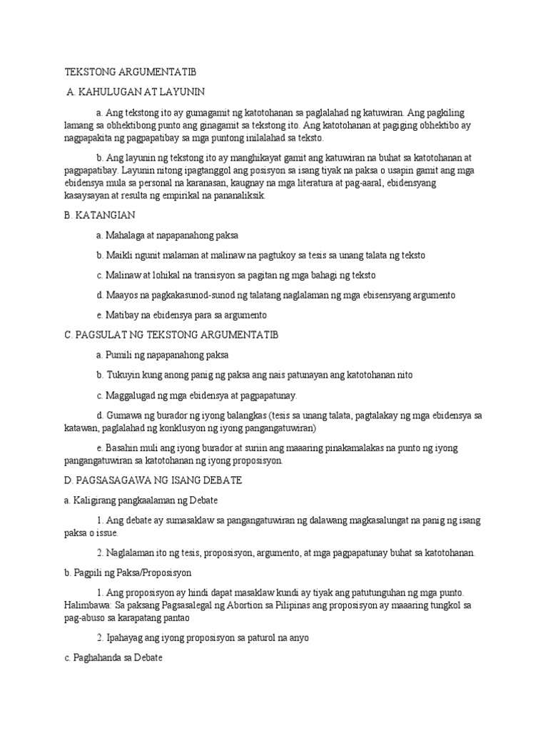 Tekstong Argumentatib | PDF