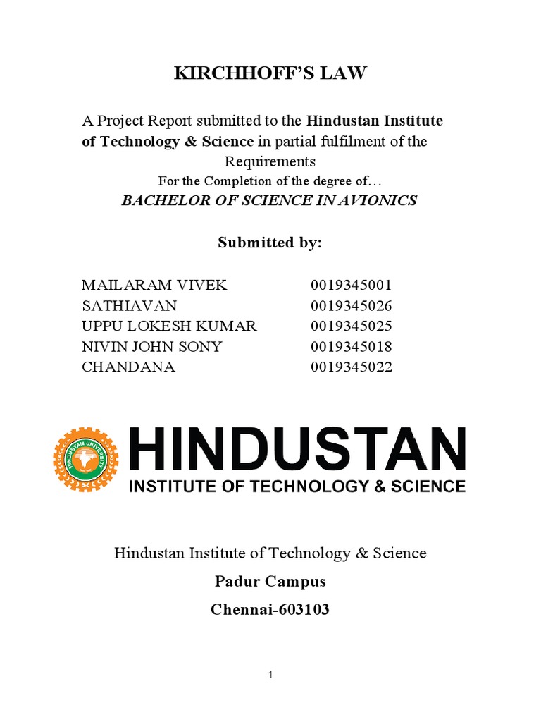 BSC Project Report - Kirchhoff's Law | PDF | Voltage | Electrical Network