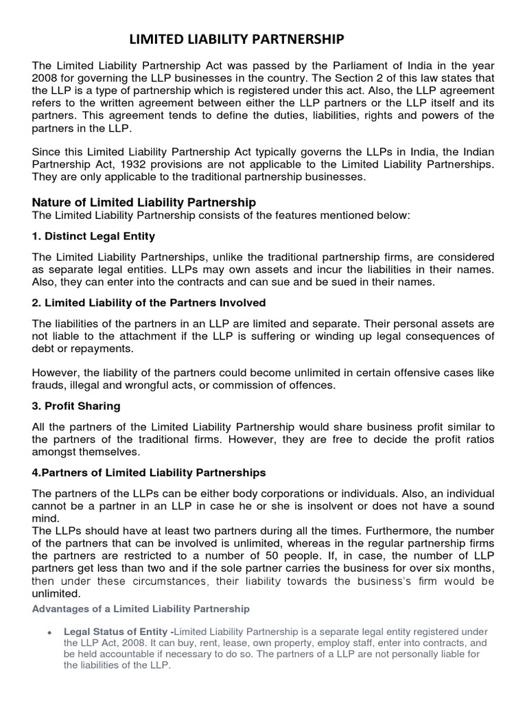 Limited Liability Partnership | PDF