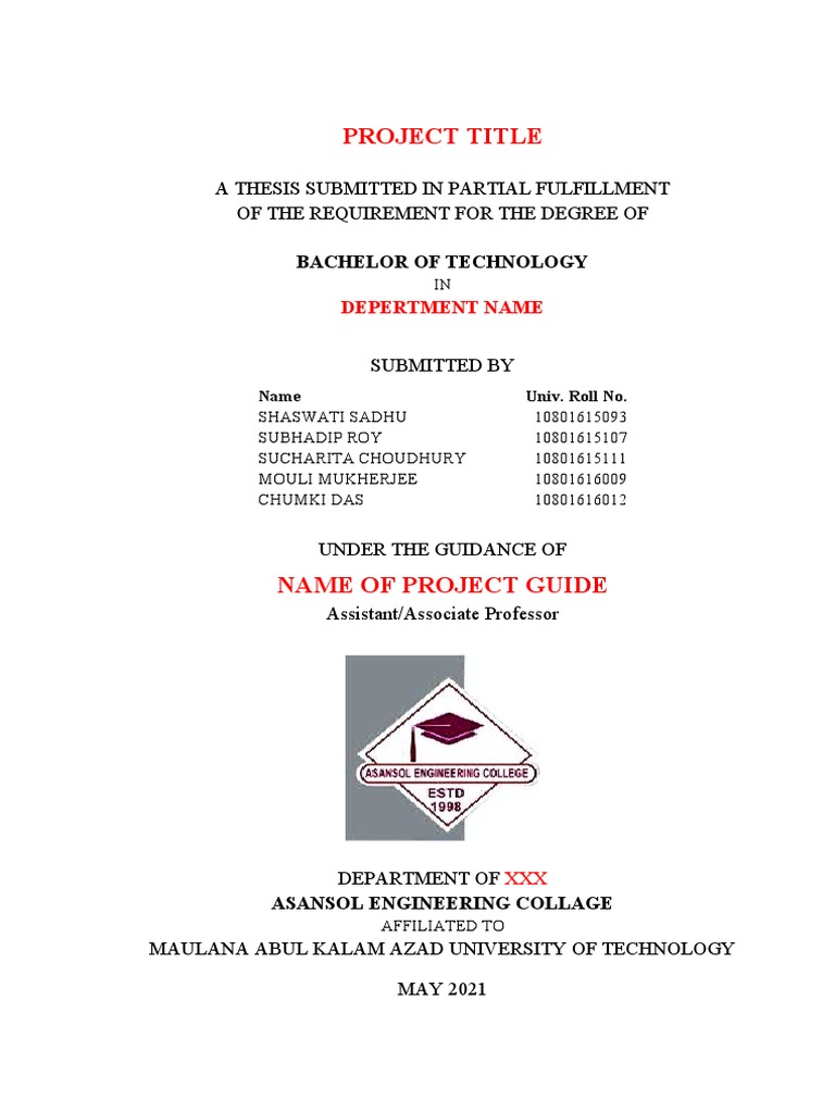 Sample Format Project Report | PDF | Robotics | Thesis