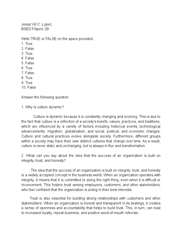 Jessa Vill Lopez - ACTIVITY MODULE 3 | PDF | Integrity | Psychology