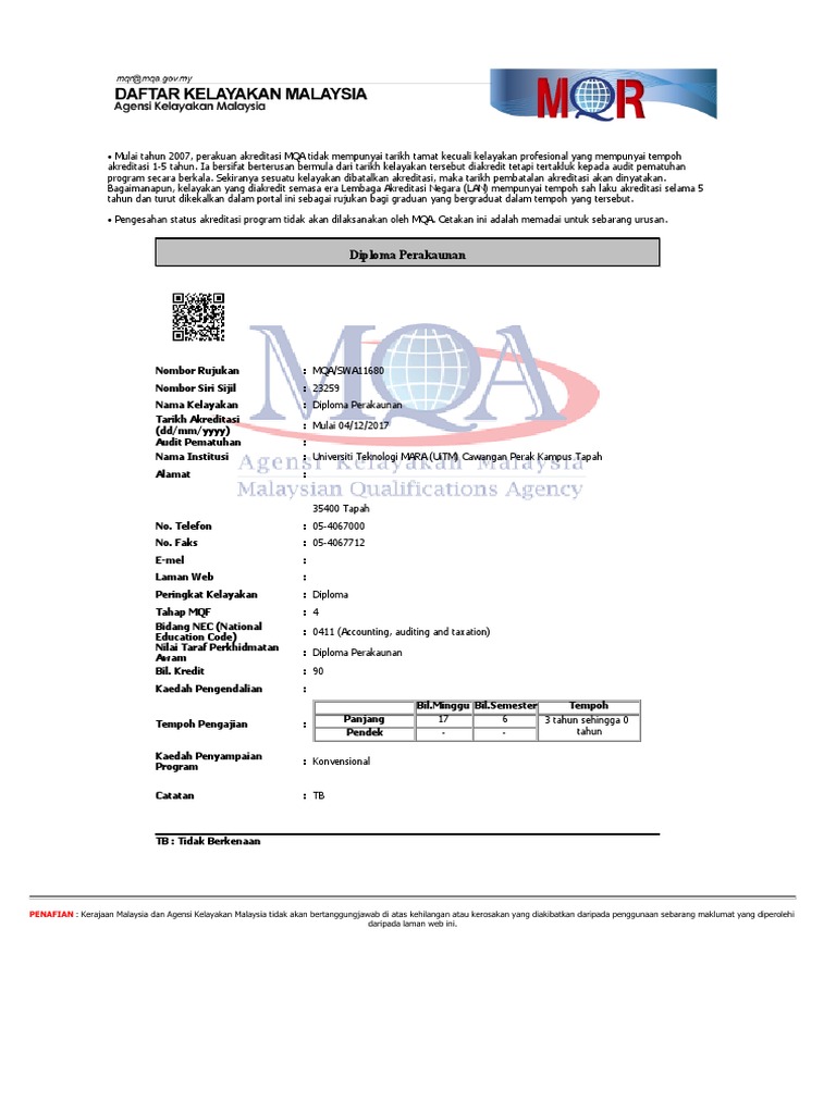 Diploma Perakaunan: Penafian | PDF