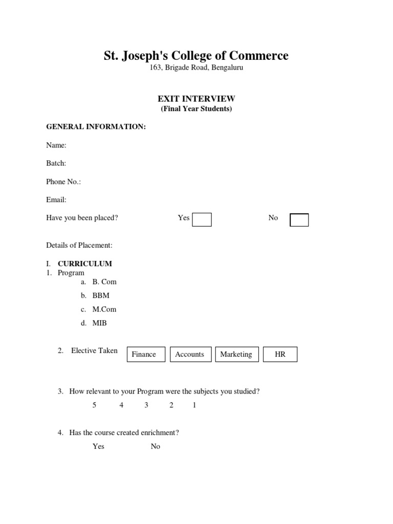 Student Exit Interview | PDF | Cognition | Education Theory