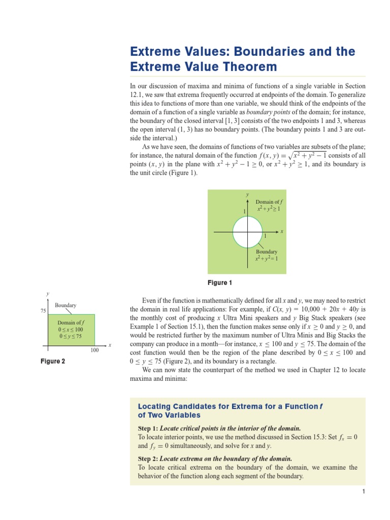 Extreme Values: Boundaries and The Extreme Value Theorem | Download Free PDF | Maxima And Minima ...