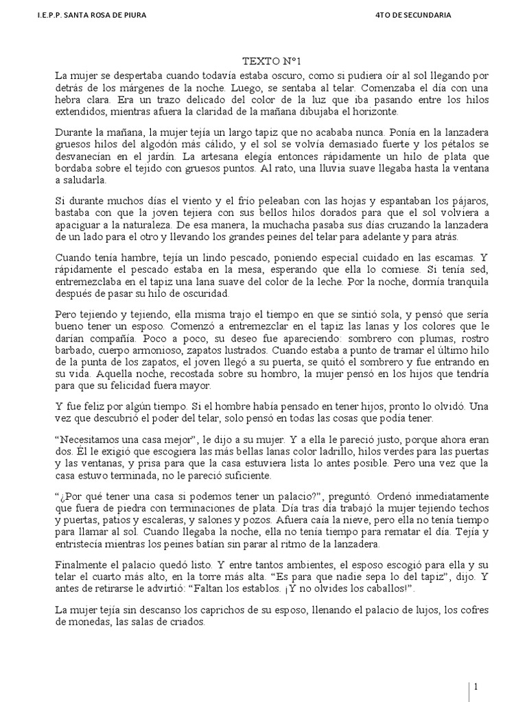 La Tejedora Lectura | PDF | Telar