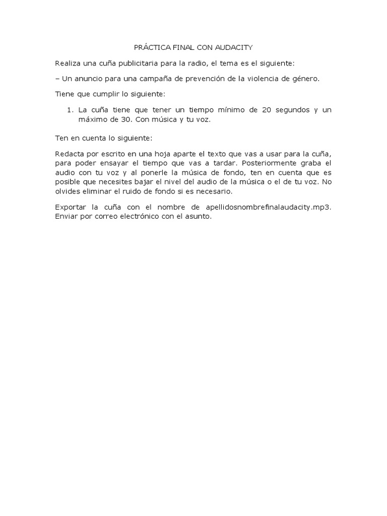 Prc3a1ctica Final Con Audacity PDF | PDF