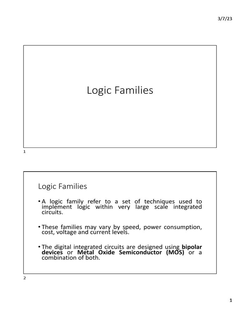 Logic Families PDF | PDF | Logic Gate | Cmos