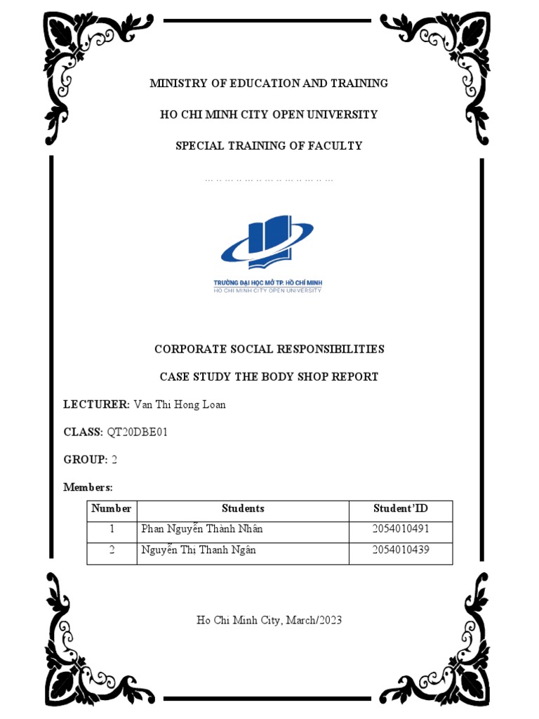 The Body Shop CSR Case Study 2023 | PDF | Corporate Social ...