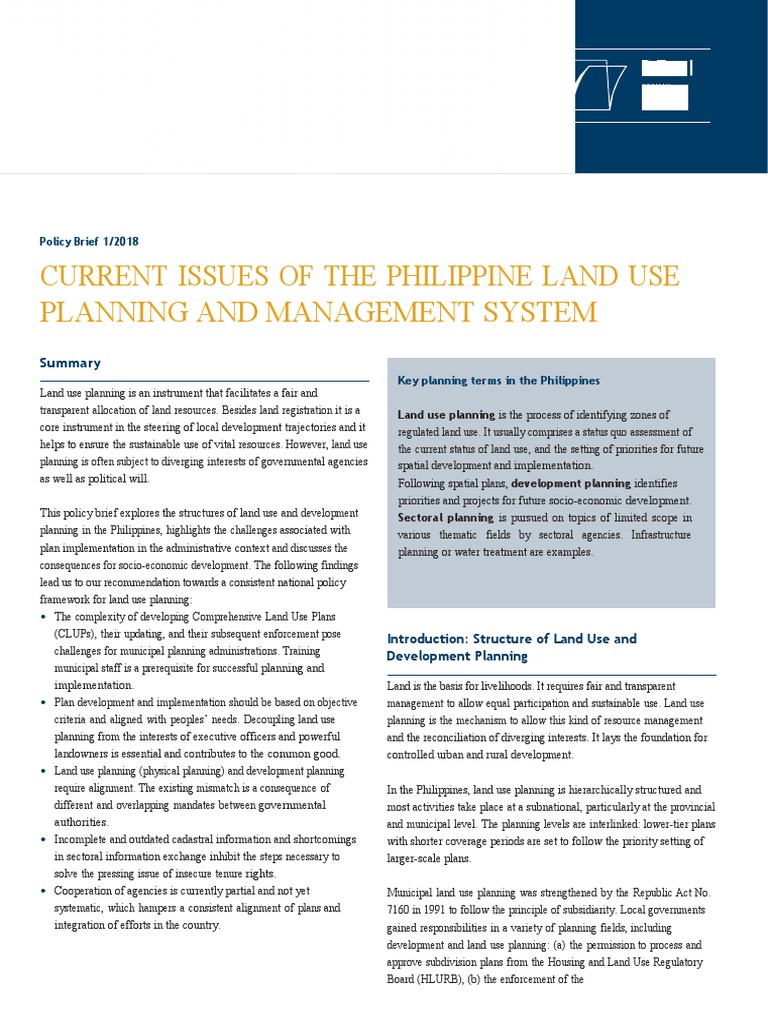 Philippine Land Use Planning Issues | PDF | Policy | Sustainability