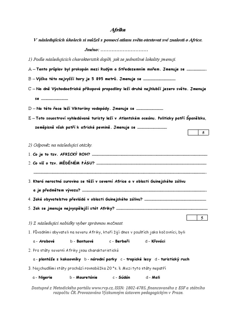 Afrika - Test - Odt | PDF