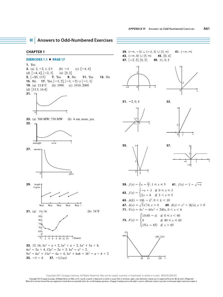 Math 1A - Answers To Odd Problems | PDF
