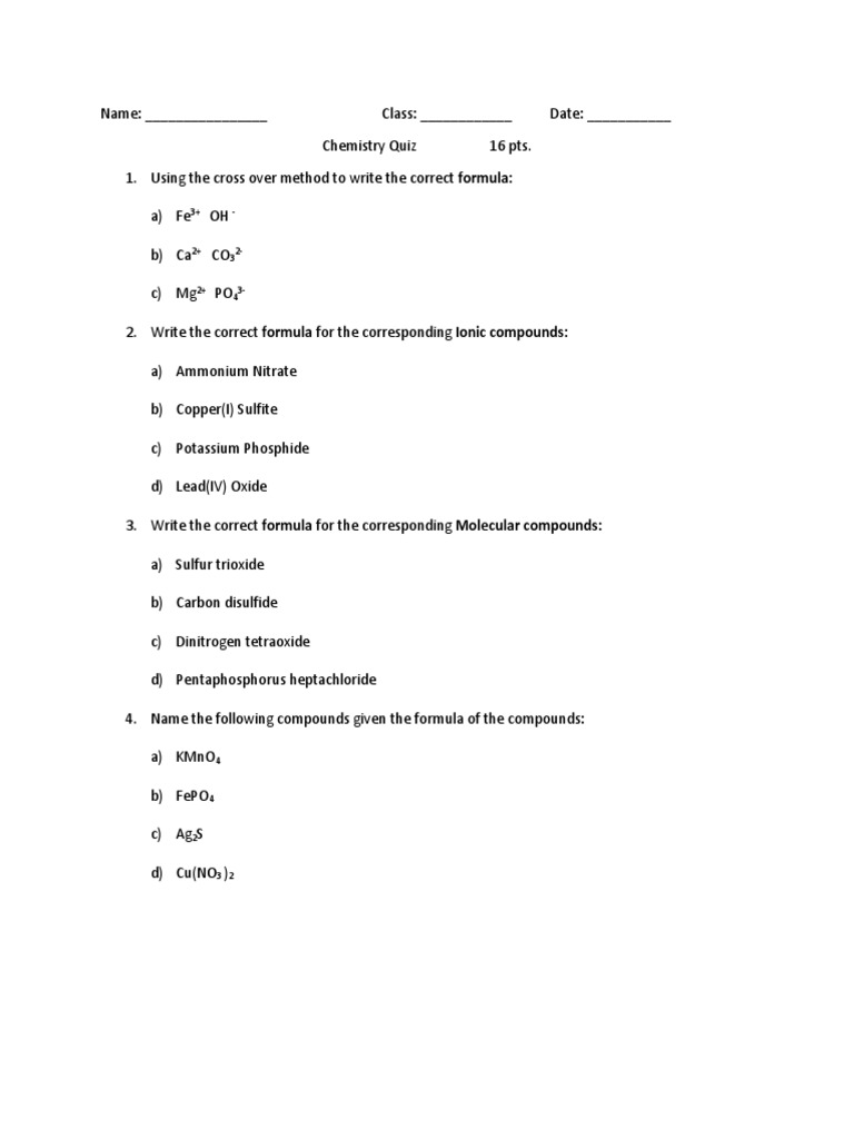 Writing Formulas and Naming Compounds PDF | PDF