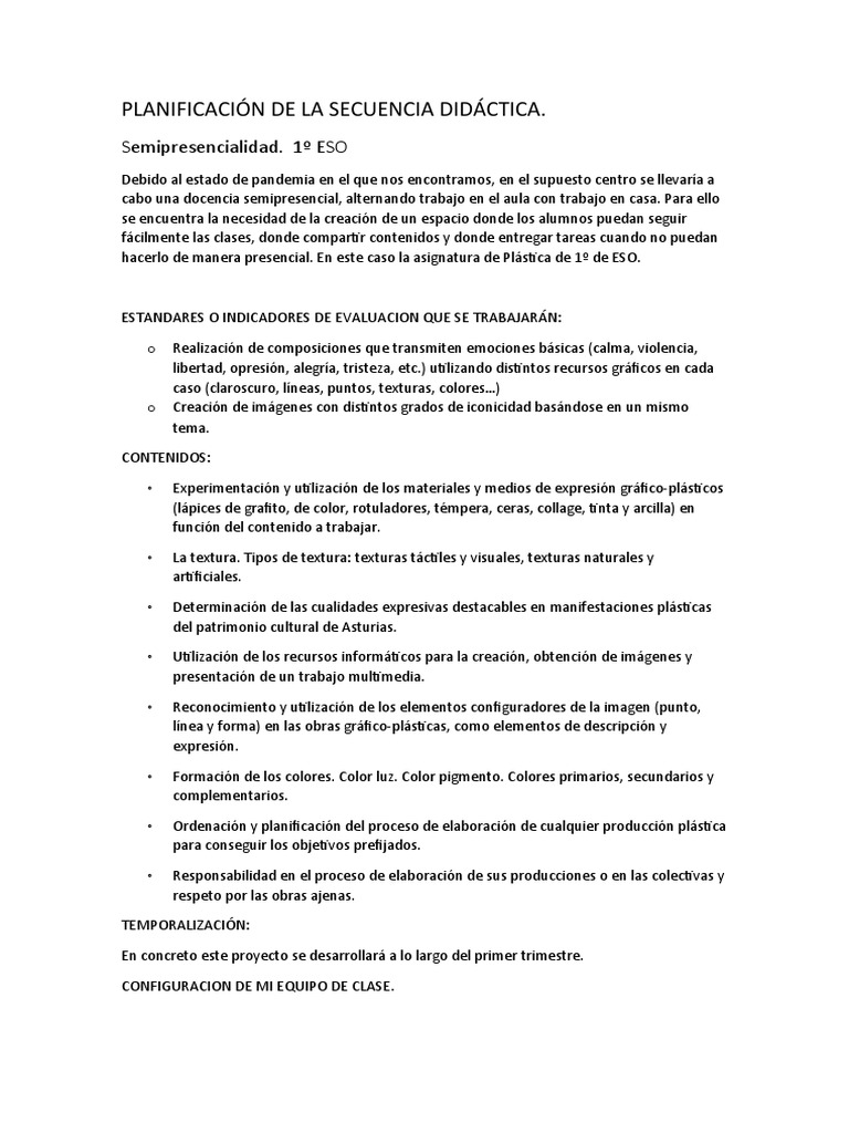 Planificación De La Secuencia Didáctica Pdf Color