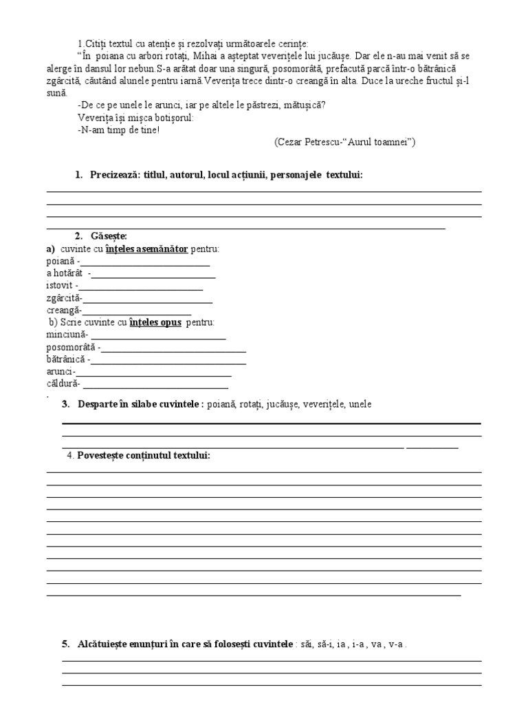 Evaluare Finala LB Romana | PDF