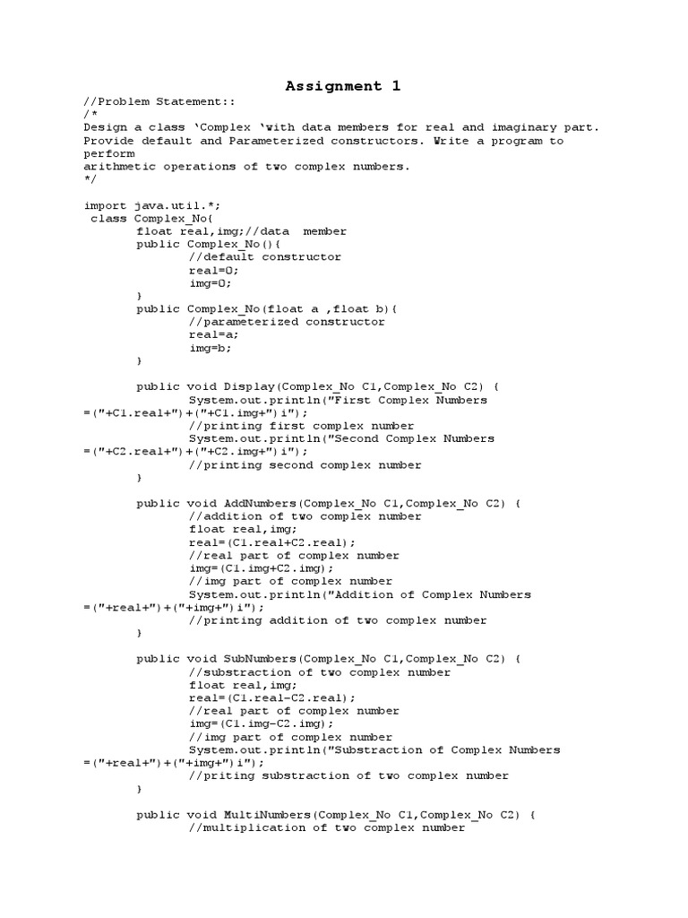 Assignment 1 | PDF | Constructor (Object Oriented Programming) | Programming