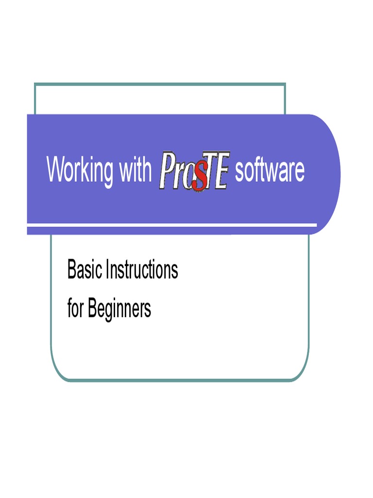 ProsTE Basic Manual | PDF | Menu (Computing) | Component Object Model