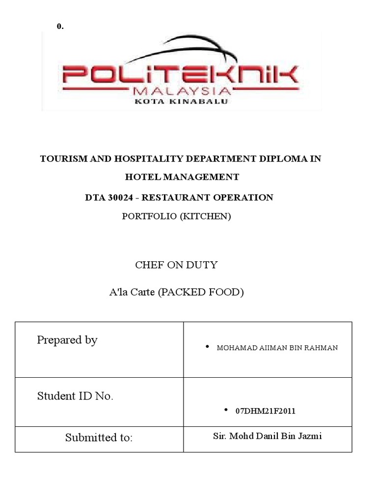 COD27032023 | PDF | Chef | Menu