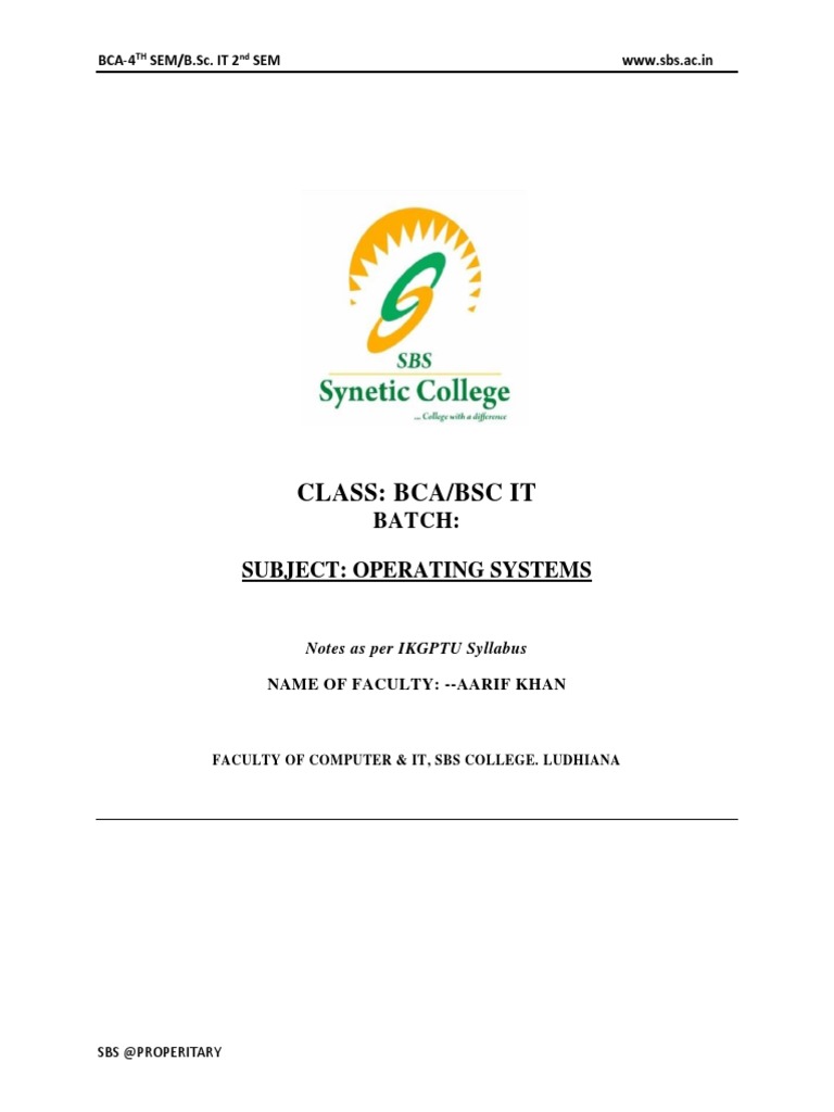 Os Unit 1 & 2. | Download Free PDF | Scheduling (Computing) | Process (Computing)