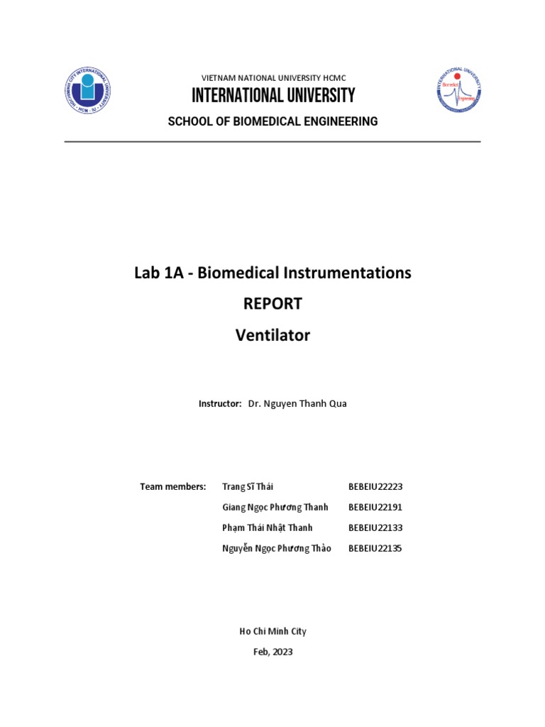 Lab 1A - Biomedical Instrumentations Report - Ventilator PDF | PDF | Medical Specialties ...