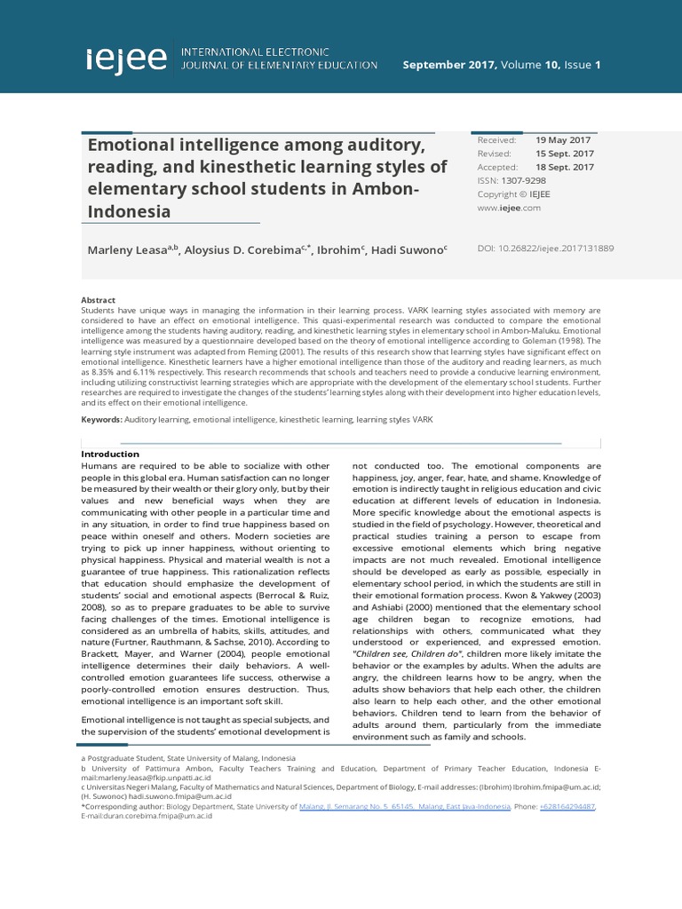 emotional intelligence.pdf | PDF | Learning Styles | Learning