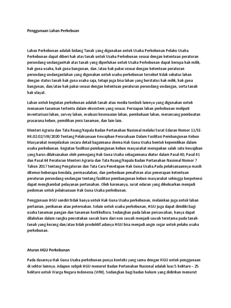 HGU Perkebunan: Aturan dan Prosedur | PDF | Hukum