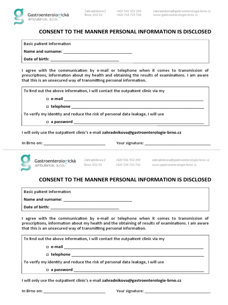 GDPR Consent Form, ENG | PDF | Informed Consent | Patient