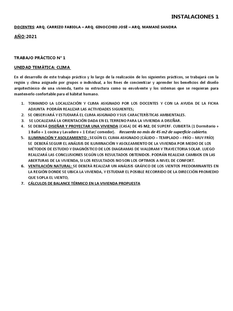 Instal 1 - TP N 1 | PDF | Clima | Ciencias atmosféricas