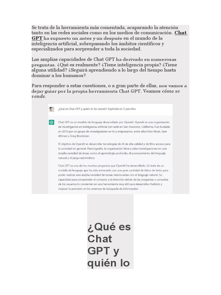 Que Es Chat GPT y para Que Sirve | PDF | Informática