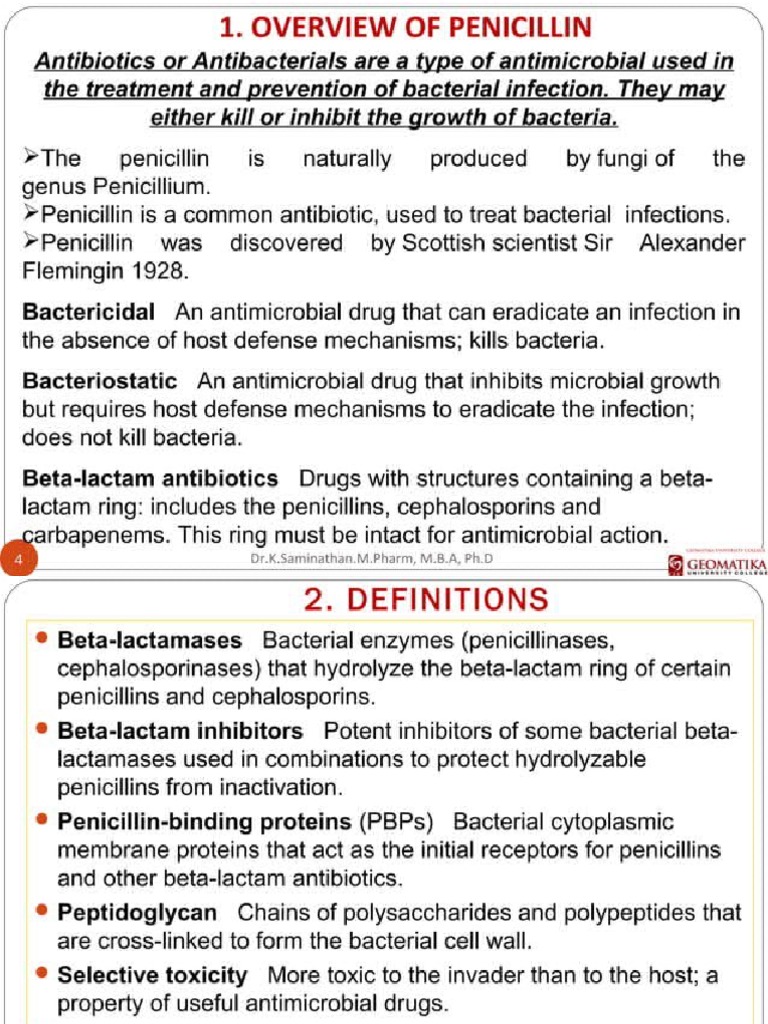 An Overview of Beta-Lactam Antibiotics: Mechanisms of Action, Classes, and Clinical Uses | PDF ...