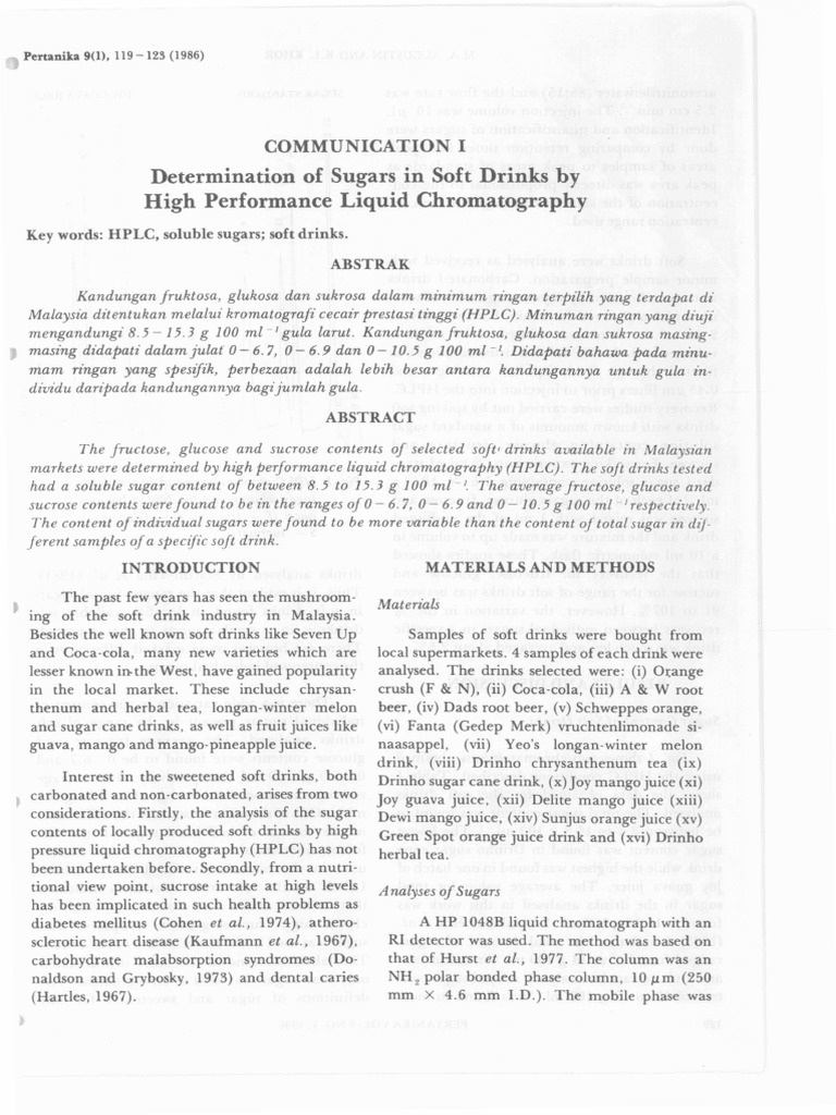 Sugar Content Analysis in Soft Drinks | PDF | Sucrose | Fructose
