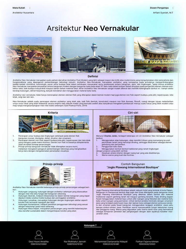 Kelompok 7 - Arsitektur Neo Vernakular | PDF