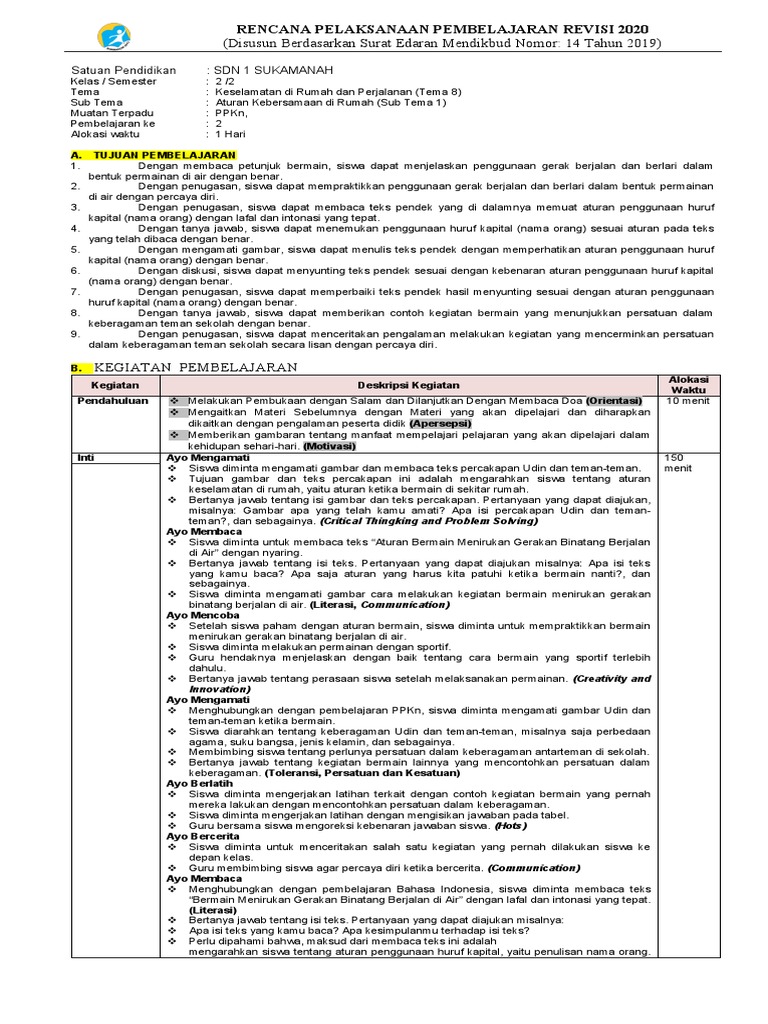 Ninda RPP Kelas 2 T8 ST1 PB2 | PDF