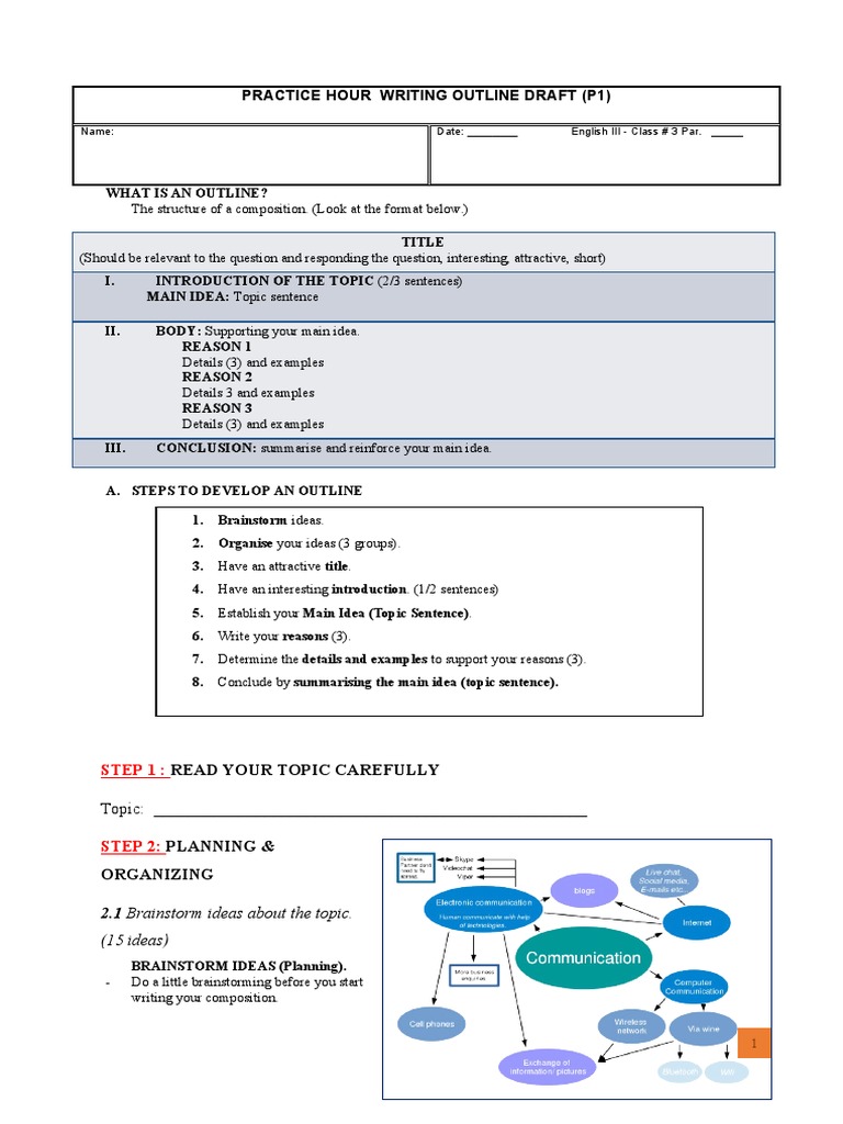 2.2.1 Practice Hour Outline of A Composition - No Topic | PDF | Human Communication | Cognition