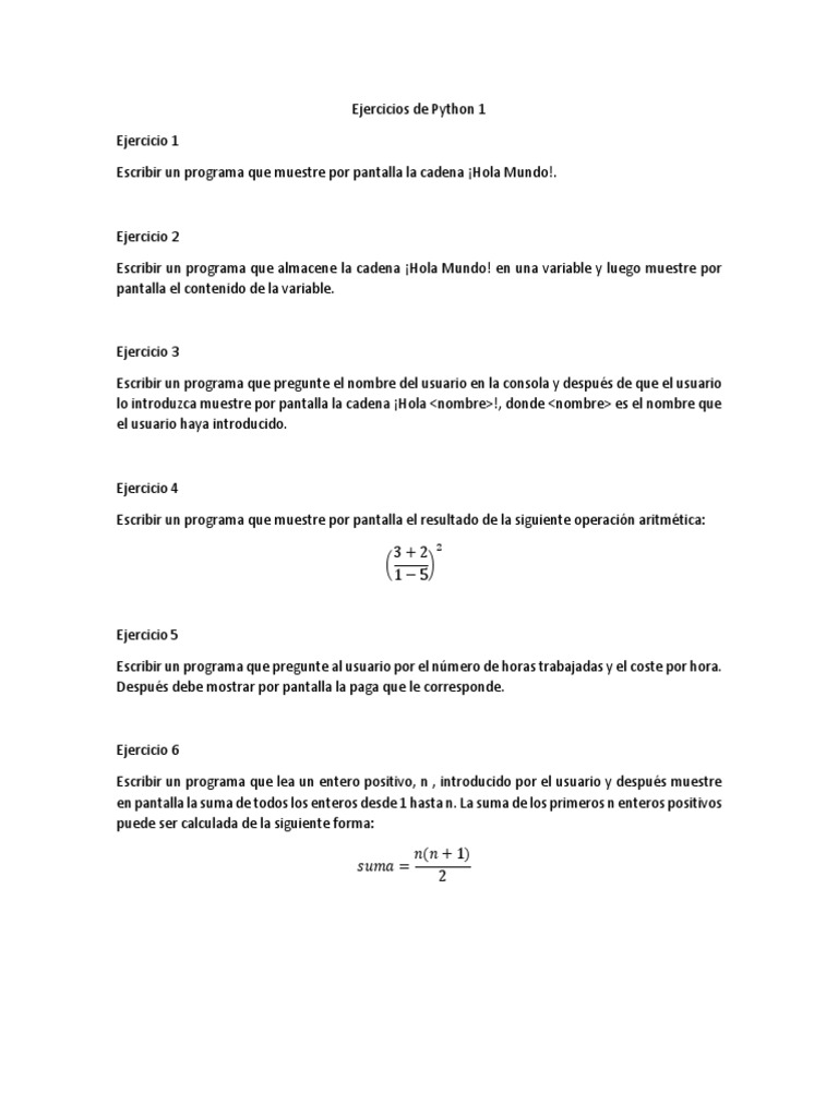 Ejercicios de Python 1 | PDF
