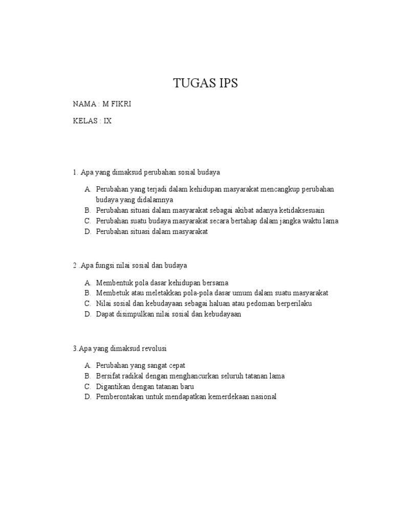TUGAS Ips Kls 9 | PDF | Agama & Spiritualitas