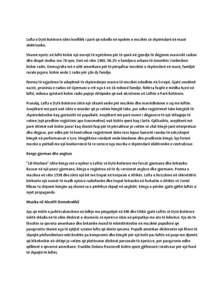 Lufta e Dytë Botërore Ishte Konflikti I Parë Që Ndodhi Në Epokën e Muzikës Së Shpërndarë Në Masë ...